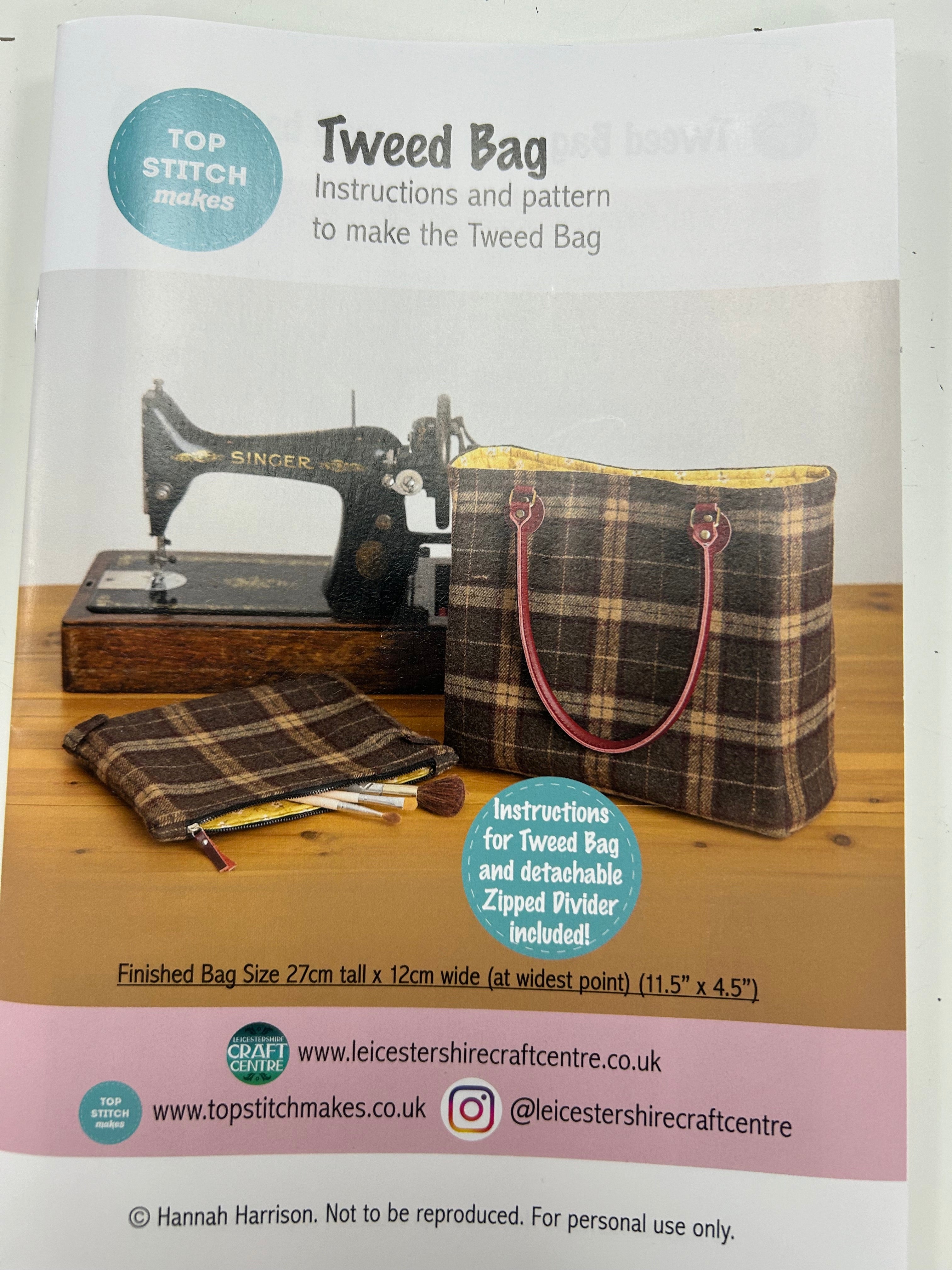 Top Stitch Makes - Tweed Bag Making Pattern - Plus bonus downloadable
